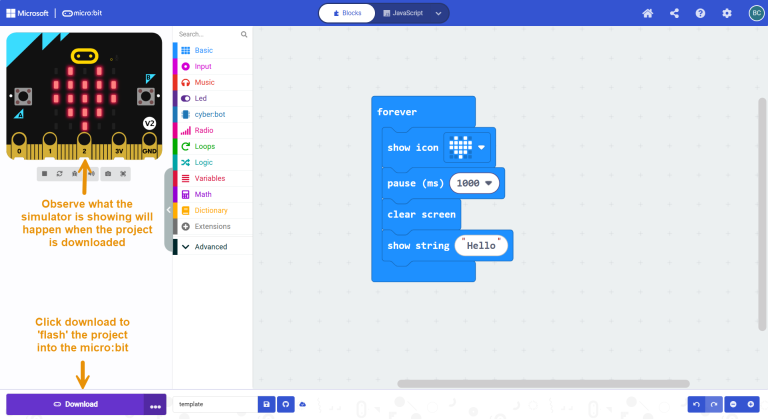 Get Started with micro:bit and MakeCode → Flash Projects with MakeCode ...